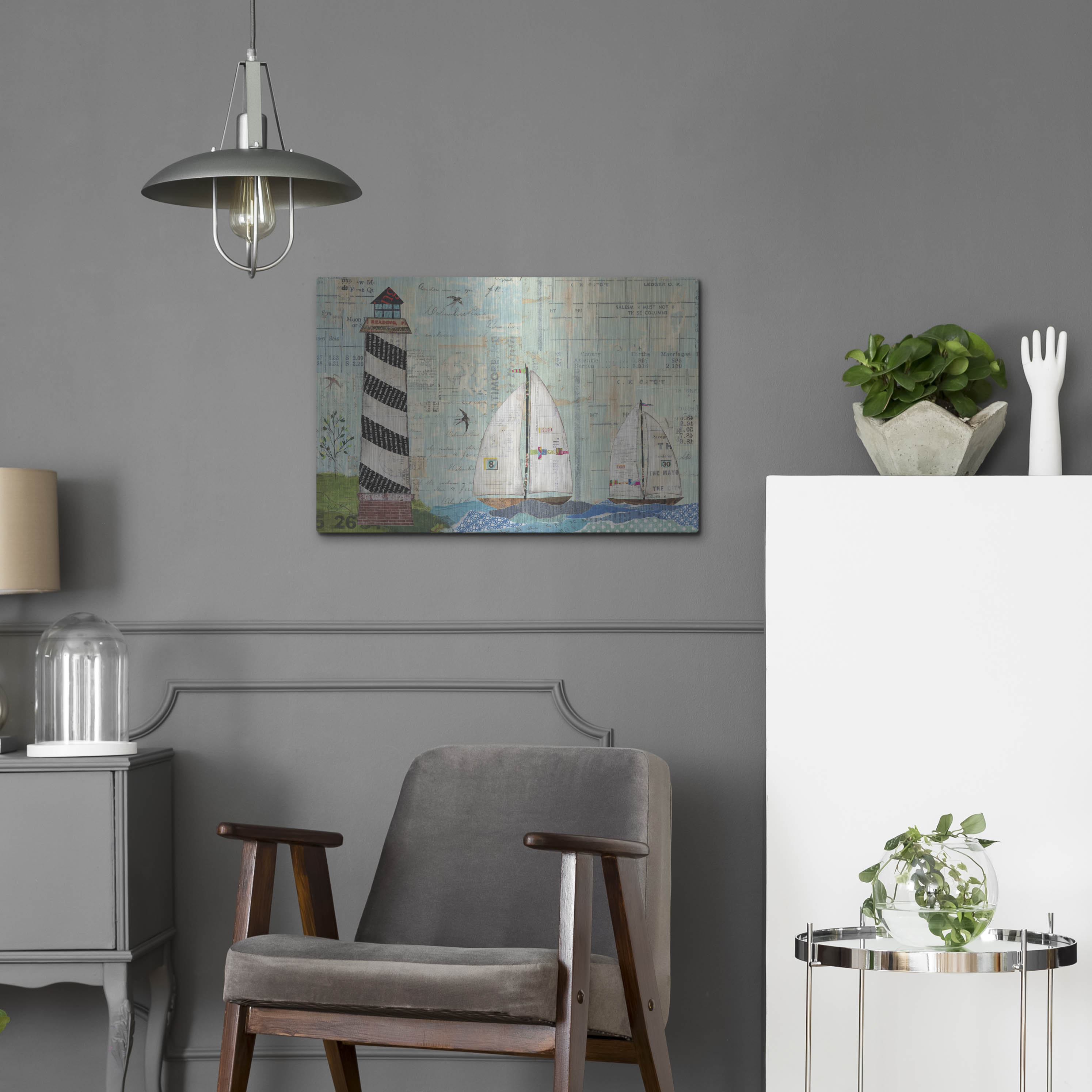 Luxe Metal Art 'At The Regatta Coastal Lighthouse' " At The Regatta Coastal Lighthouse " by ...